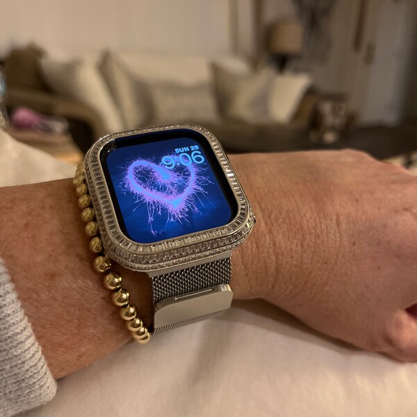 Silver Apple Watch Cover 40mm 41mm 44mm 45mm, Apple Watch Case 3 Rows ...