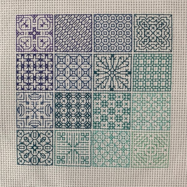 Blackwork Dog Sampler - Modern Cross Stitch Pattern PDF File - Instant ...