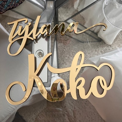 Rose Gold Backdrop Name Sign Large Personalized Name Sign Mirrored Sign ...