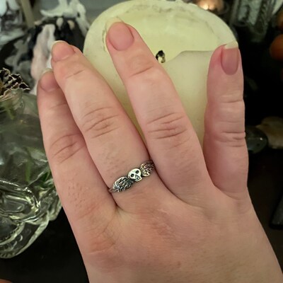 Mini Taphophile Ring in Sterling Silver or Gold Memento Mori - Etsy