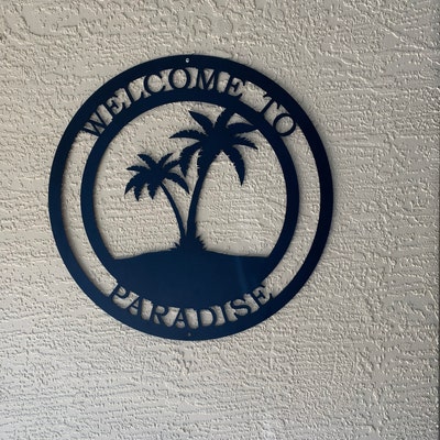 Beach Palm Tree Sign personalized Metal Sign Coastal Wall Art & Decor ...