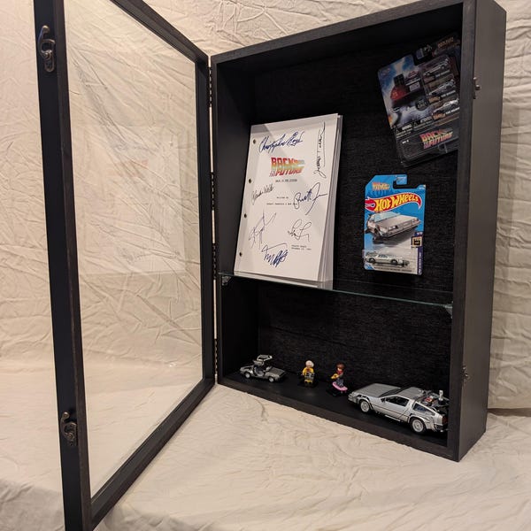 24x36 4” Custom Shadow Box With Lid, 5 Shelves, Wood Backing, Tempered ...