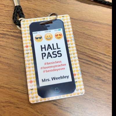Emoji Theme Classroom Hall Passes for Teachers, Personalized, Set of 10 ...