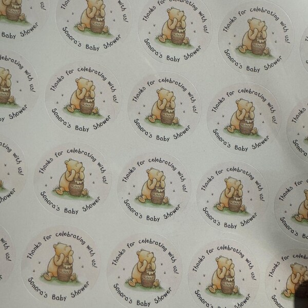 Classic Pooh Baby Shower Water Bottle Labels, Pooh Party Favor Labels ...