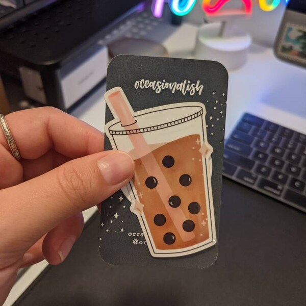 Boba Clear Sticker | Food Sticker | Boba Sticker | Boba Vinyl Sticker ...