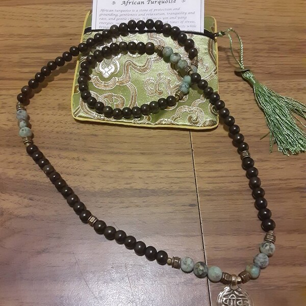 Men's African Turquoise Mala // Good Health Talisman Mala or Choose a ...