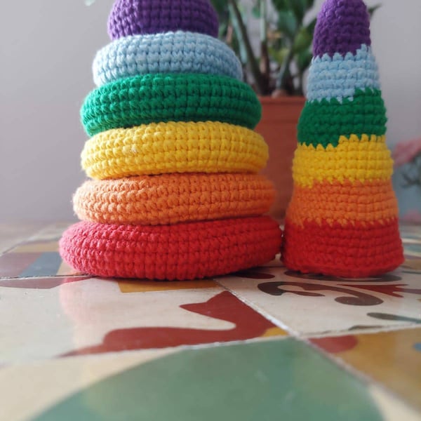 Crochet Baby Toys Montessori Rainbow Stacking Rings Pattern Christmas ...