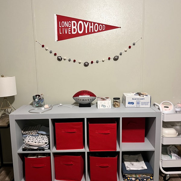 Customizable Wool Football Fan Garland - Felt Foot Ball Bunting - Fall ...