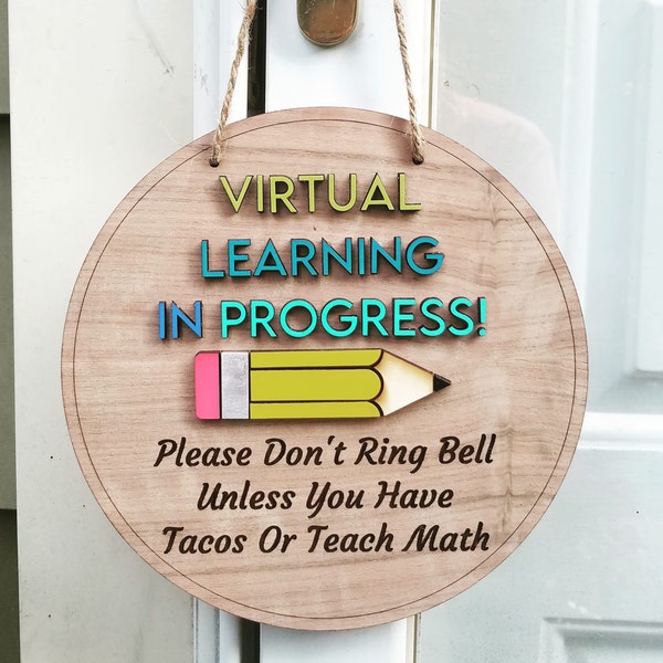 Virtual Learning in Progress Door Sign Homeschool Decor Door Sign Door ...