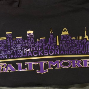 Baltimore's Football Team Skyline Names Graphic - Etsy
