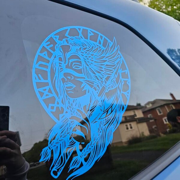 Valkyrie With Protection Rune Vinyl Sticker Decal Asatru Norse God Odin ...