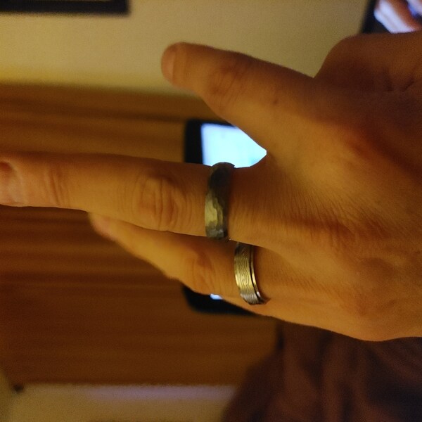 Hammered Silver Rose Gold Tungsten Wedding Ring Set His and Hers, 2mm ...