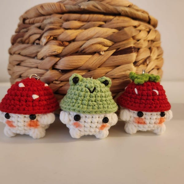 Crochet Cute Duck Keychain, Duck Wear Hat Keychain, Duck Wear Bag ...