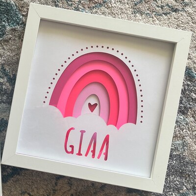3D Custom Name Shadow Box, Boho Rainbow Svg, Layered Paper Art, Files ...