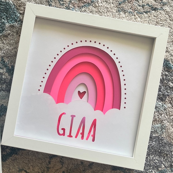 3D Custom Name Shadow Box, Boho Rainbow Svg, Layered Paper Art, Files ...