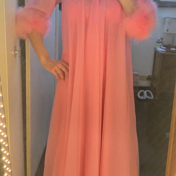 Vintage Lucie Ann Marabou Robe - Etsy
