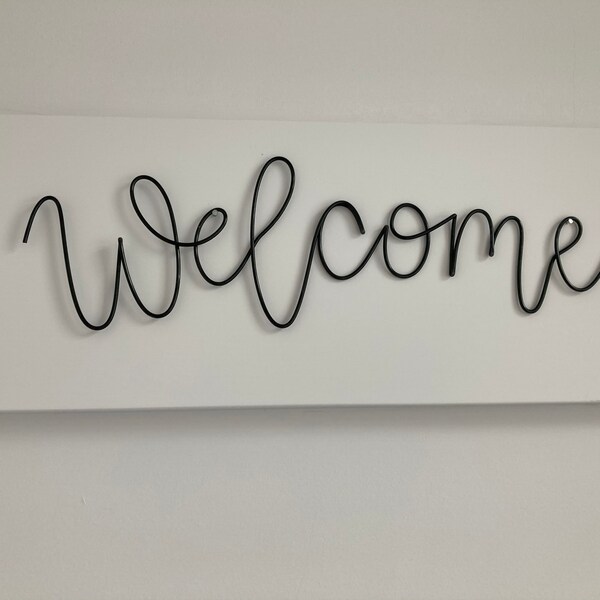 Handmade (black Pictured) Wire 'welcome' Wall Sign. Wire Art, Front ...