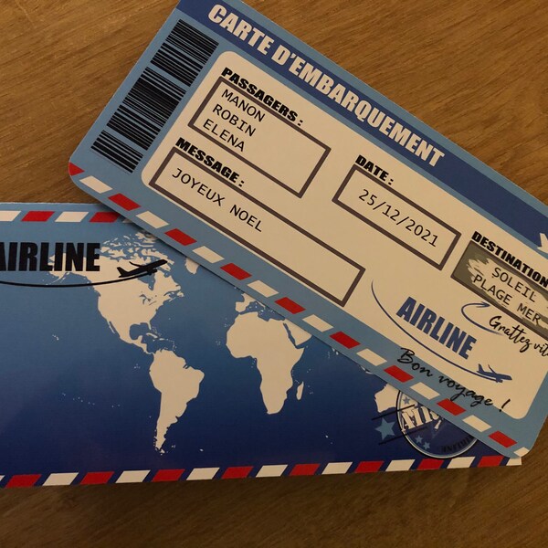 PERSONALIZED BOARDING PASS! Scratch Card / Travel Card to Offer / Gift ...