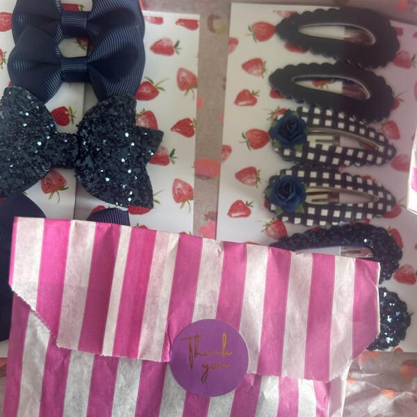 School Hair Set Red Hair Clips. Back to School, Gingham , Hair Set, Red ...