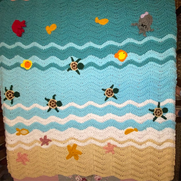 Sea Turtle Blanket Pattern | Sea Turtle Afghan | Turtle Blanket CROCHET ...