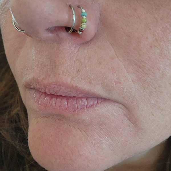 Opal Dreamer Septum Ring, Boho Chic Nose Piercing Jewelry, Snug Opal ...