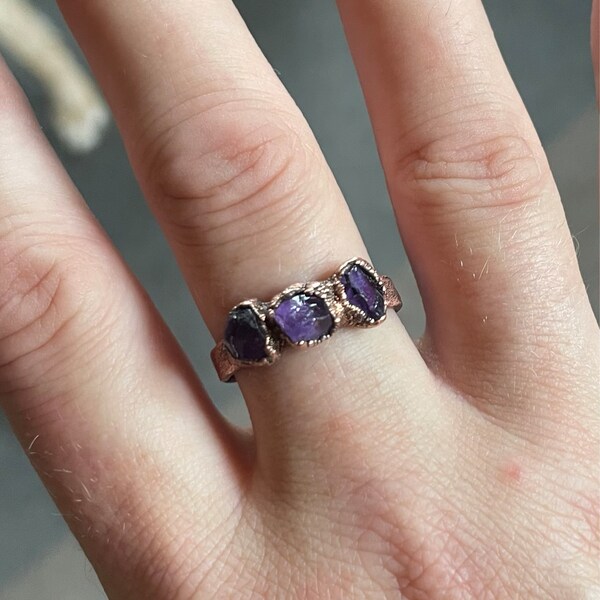 Faceted Ruby Ring, Raw Ruby Ring, Ruby Stacking Ring, Ruby Copper Ring ...