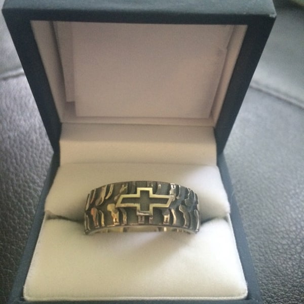 Ladies Mud Bogger Tire Tread Solitaire Engagement Ring - Sterling ...