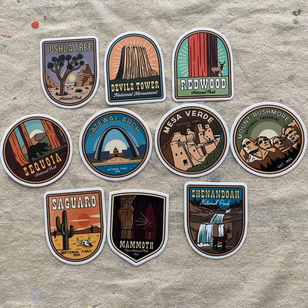 National Park Stickers, GET 3, 6, 10, 20, 30 or 63 Vinyls, Choose Your ...