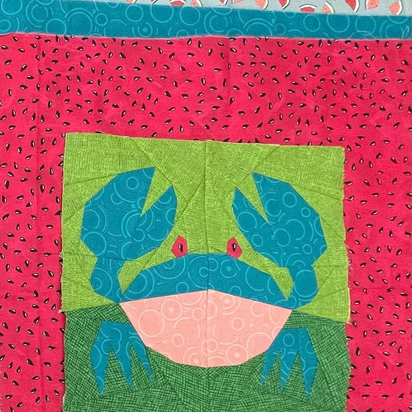 Crab Quilt Block Pattern, PDF Pattern Instant Download, Nautical Quilt ...