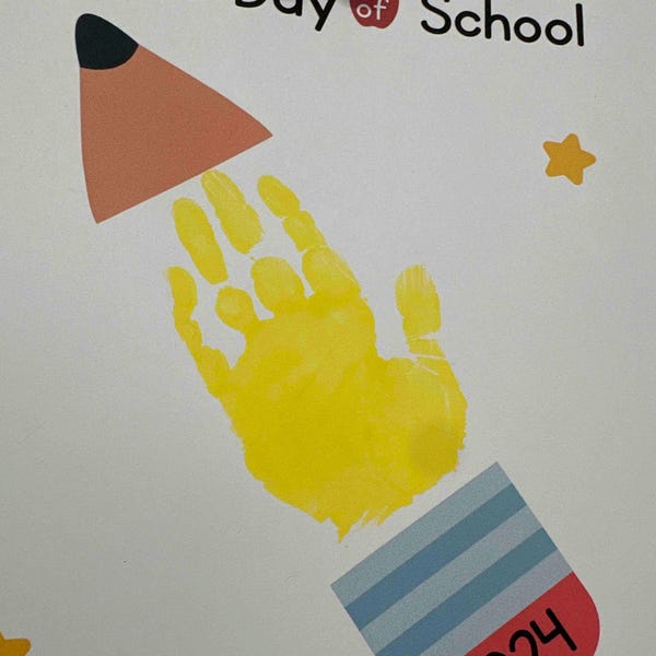 First Day of School Handprint Craft Pencil Printable Keepsake PDF - Etsy