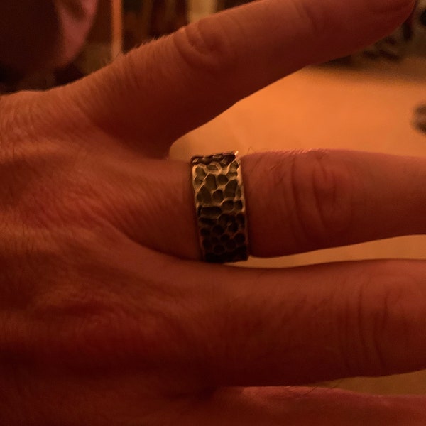 Hammered Oxidized Silver Band, Viking Warrior Ring - Etsy UK