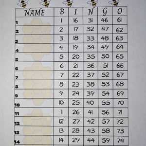 Bingo Sheets 15 Line/number Set/letter Set (5 Colors Included) - Etsy