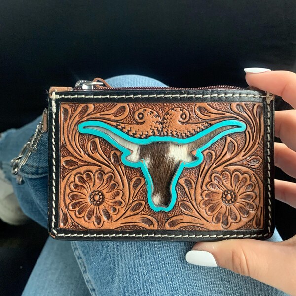 THUNDERBIRD LONGHORN KEYCHAIN Brown Wallet | Genuine Hair on Freebird ...