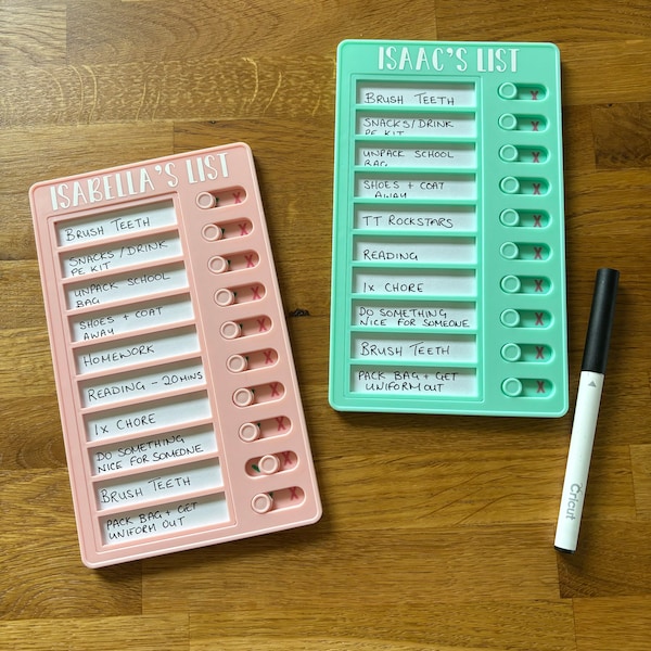 Daily to Do List for Kids in Blue, Sliding Tick List, Personalised ...