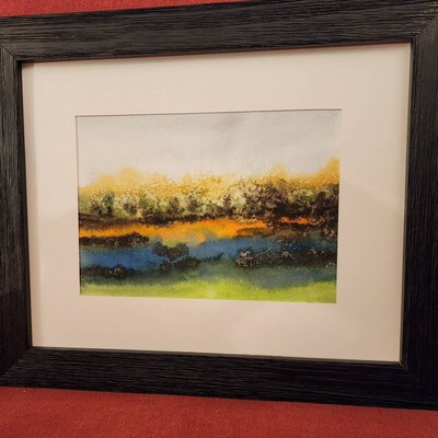 Mini Watercolor Art Painting Unique Gifts Mountain Pine Trees Small ...