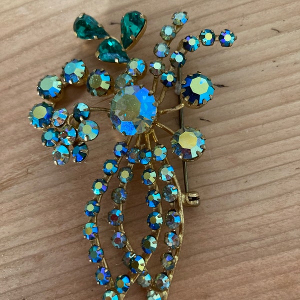 Vintage SPHINX Gold Tone Leaf Brooch With Faux Turquoise & Pearls ...