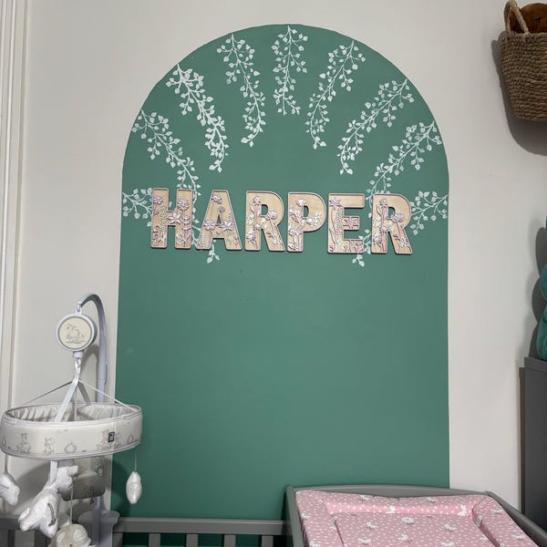 Floral Wooden Name Sign - Personalized Multi Layer Wildflower Letters ...