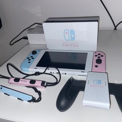 Pastel Pink & Blue Nintendo Switch Skin, Retro Soft Pastels Color ...