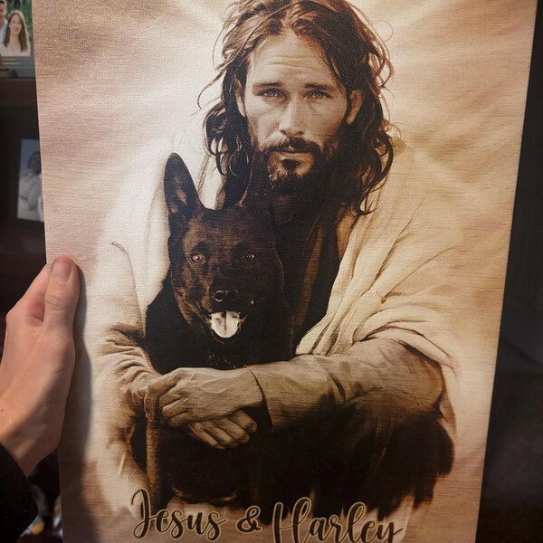 Digital Files - Jesus and Dogs - Personalized Canvas Your Dog Safe in ...