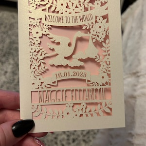 Personalised Papercut Floral New Baby Card, Baby Cards, Birth ...