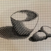 Blackwork Pattern, Eggs and Bowl, Aida Fabric, Shaded Design, 3D Effect ...