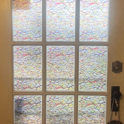 Window Film Stained Glass Privacy Static Cling Frosted Scenic Vintage ...