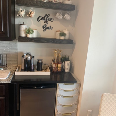 Coffee Bar Shelf Set of 2 FREE SHIPPING Floating Shelves With Coffee ...