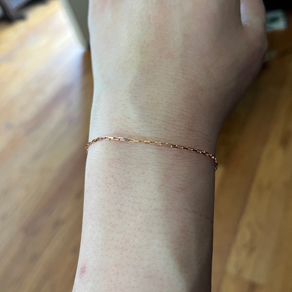 Simple Rose Gold Chain Bracelet, Minimalist Rose Gold Necklace ...