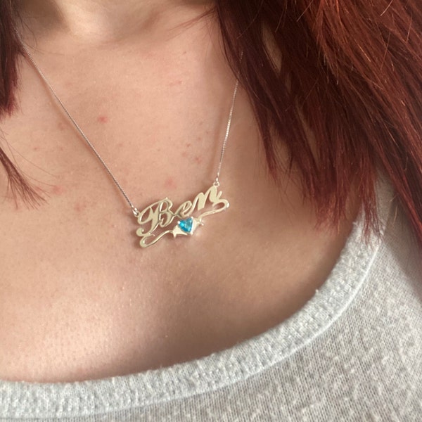 Custom Name Necklace, Birthstone Name Necklace, Personalized Name ...