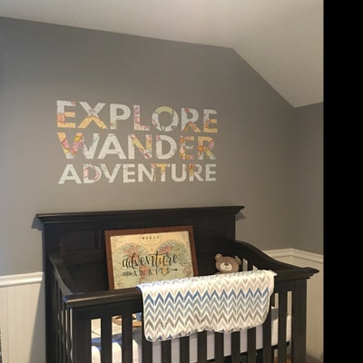 Explore Wander Adventure Wall Decal Travel Quote Map World - Etsy