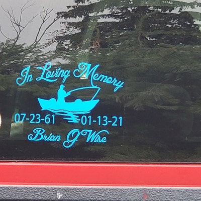 In Loving Memory Fisherman in Boat Vinyl Decal Name Dates Custom ...