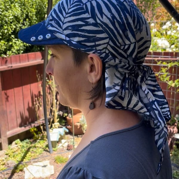 Blue Sun Visor, Women Visor Bandana, Summer Head Covering, Visor Head ...