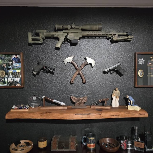 Tomahawk Wall Mount Double, Display Axe Holder Handmade, Wall Mount for ...