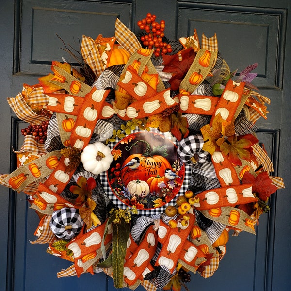 8" Round Fall Wreath Sign, Fall Wreath Signs, Personalize It by Pam ...